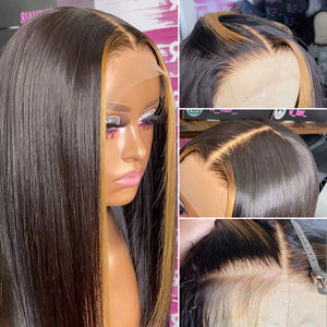 Highlight Bob Wig Ombre 13x1 T Part Bob Lace Human Hair Wigs For Women